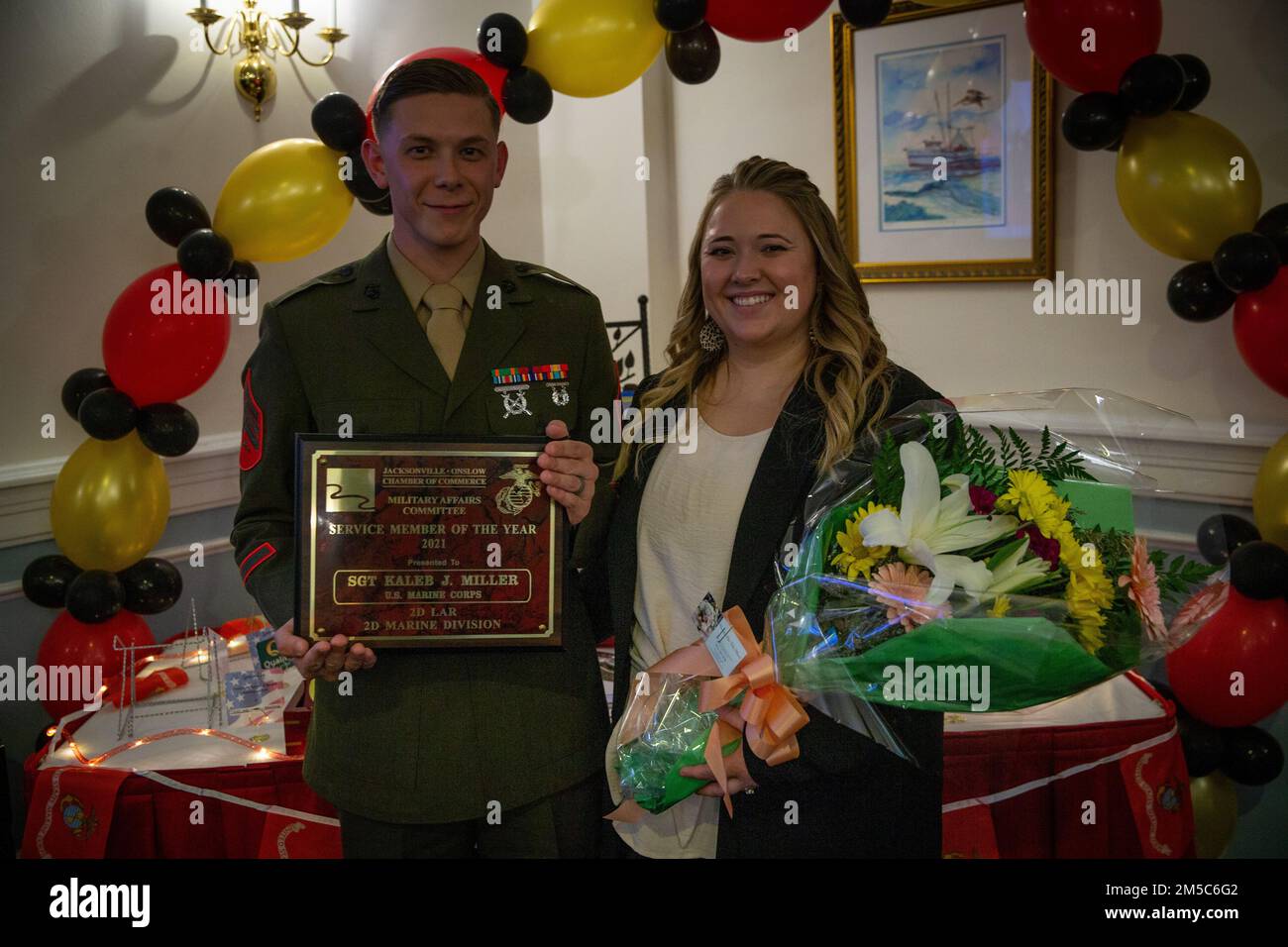 U.S. Marine Corps Sgt. Kaleb Miller, left, a native of Gilbertsville ...