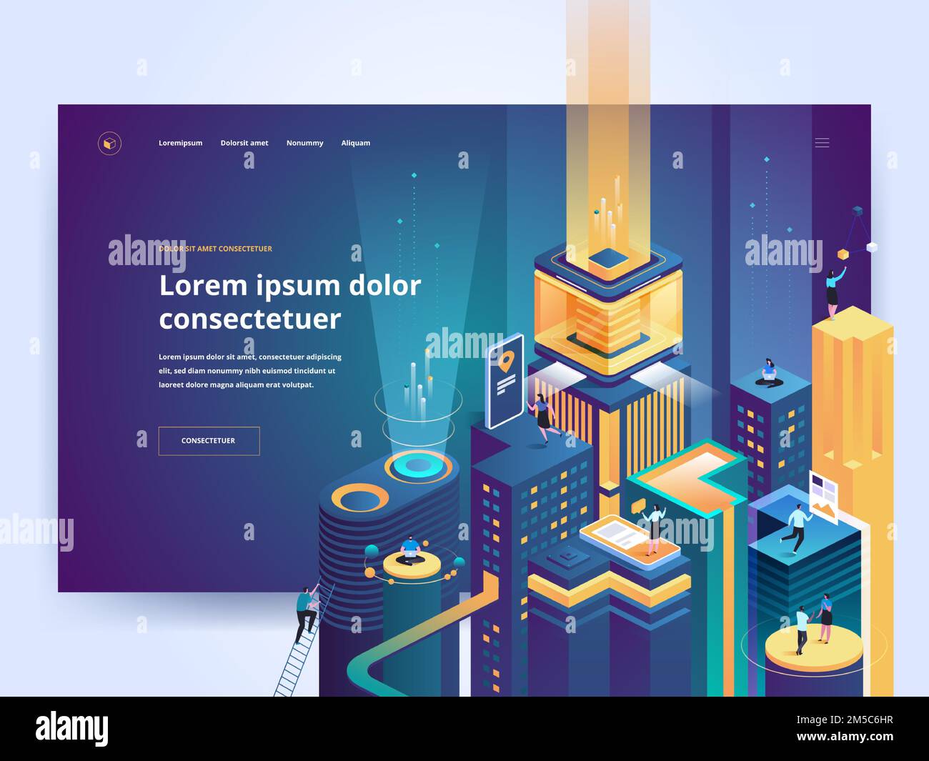 Smart technology landing page vector template. Business development platform website homepage ...