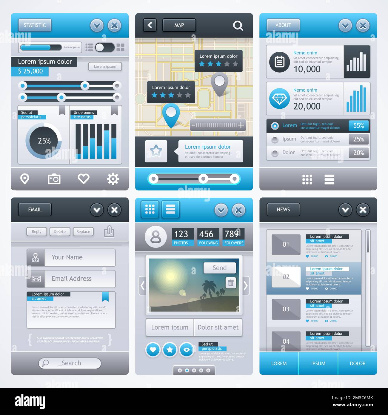Social ui elements Stock Vector Images - Alamy
