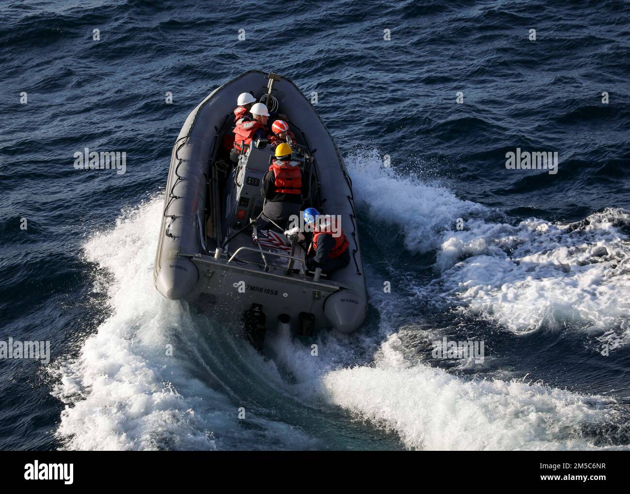 ATLANTIC OCEAN (Feb. 28, 2022) – Sailors in a rigid hulled inflatable ...