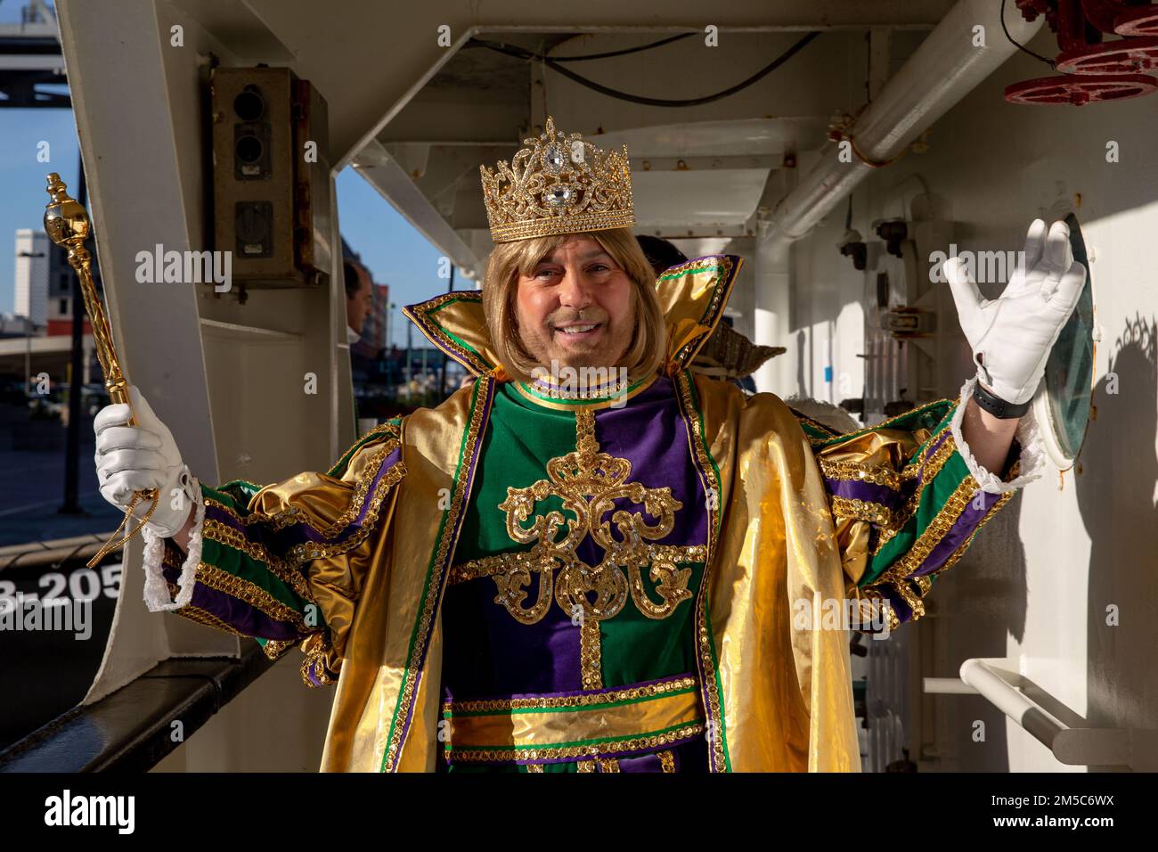James Reiss III, crowned Rex, poses for a portrait aboard the U.S ...
