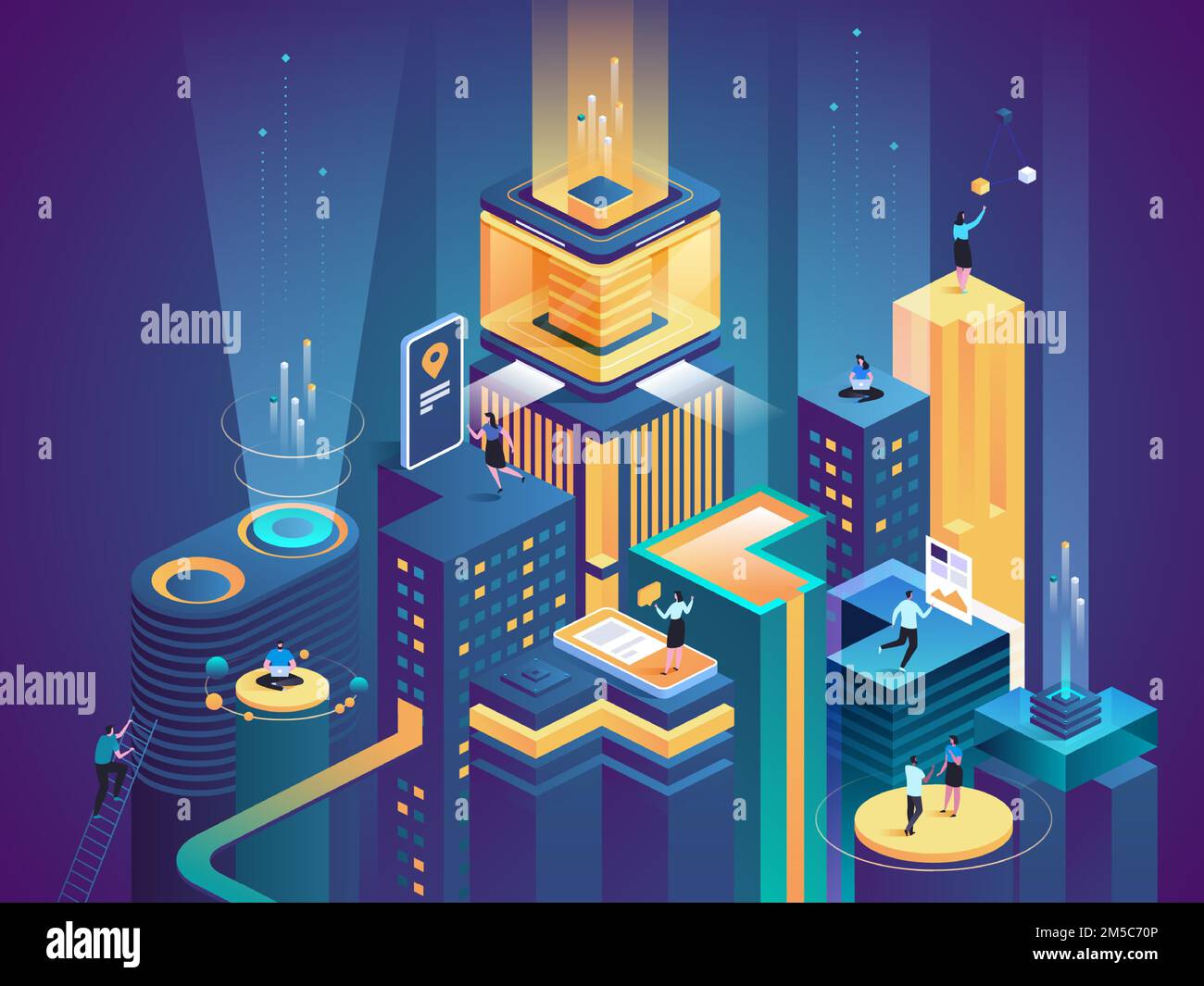 Business platform isometric vector illustration. Businessmen and ...