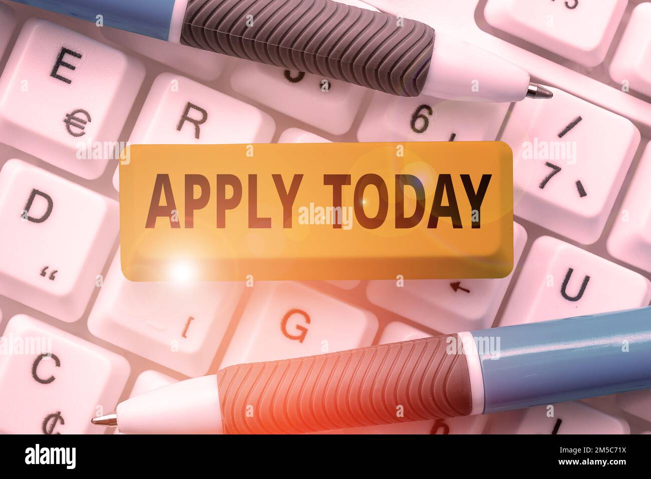 Text caption presenting Apply Today. Business overview to request ...