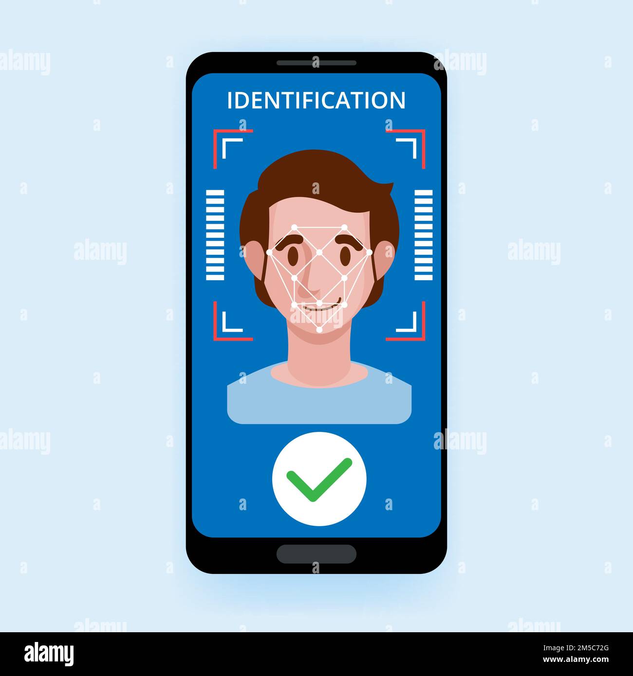 Smart Phone Scanning Man Face Modern Recognition System Access Control Technology Biometrical ...