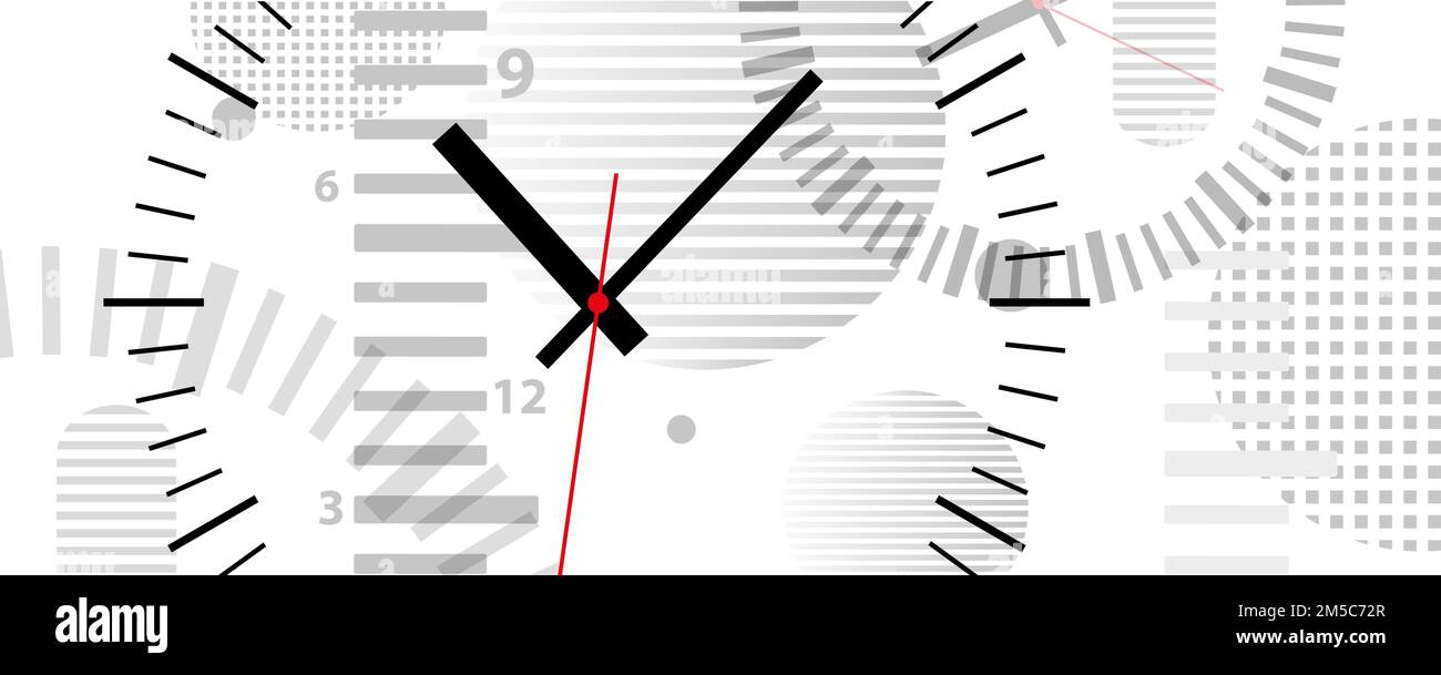 Time background with round wall clocks Stock Vector Image & Art - Alamy