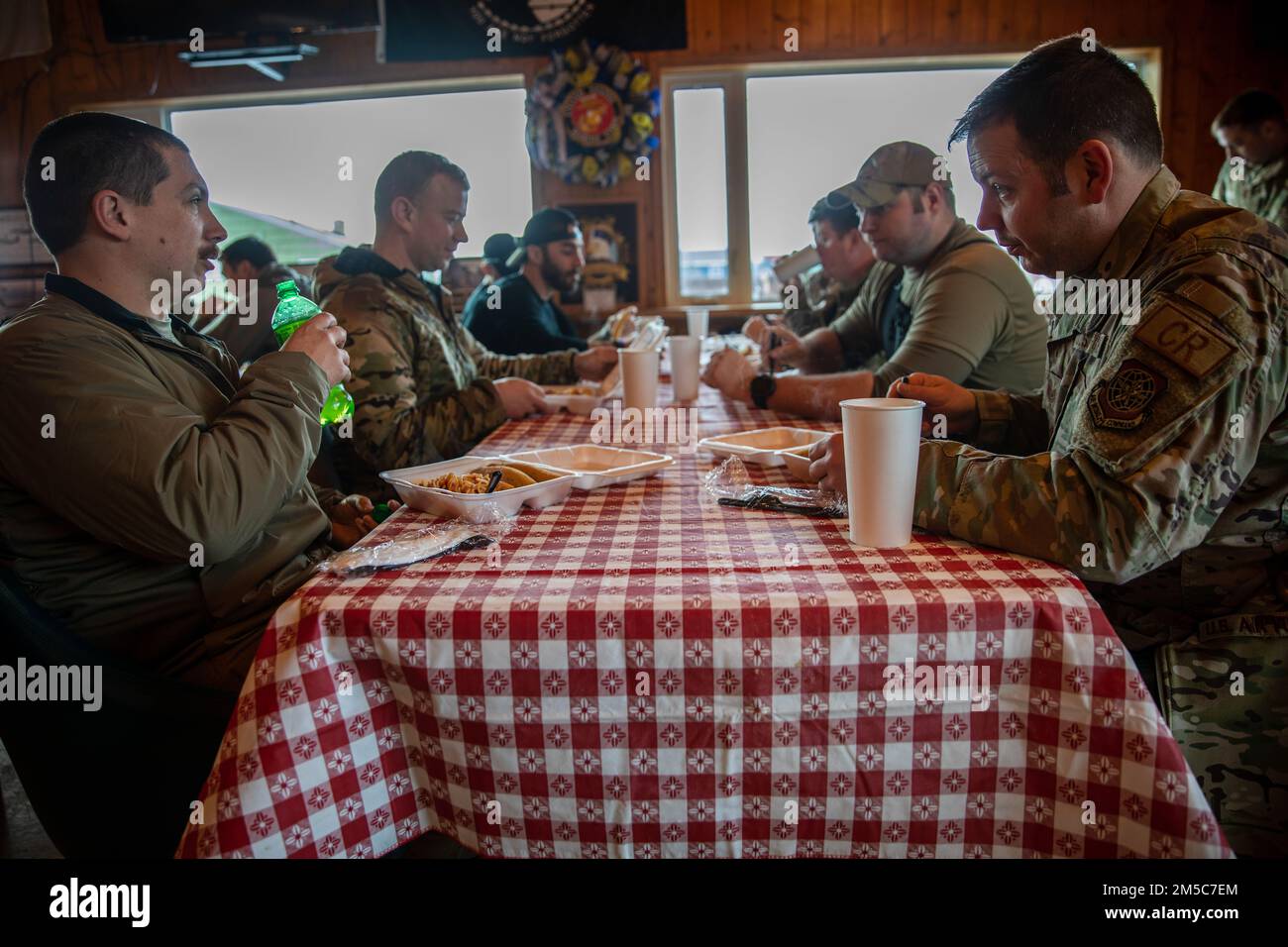 Participants of Exercise Arctic Eagle-Patriot 22 eat lunch in Nome ...