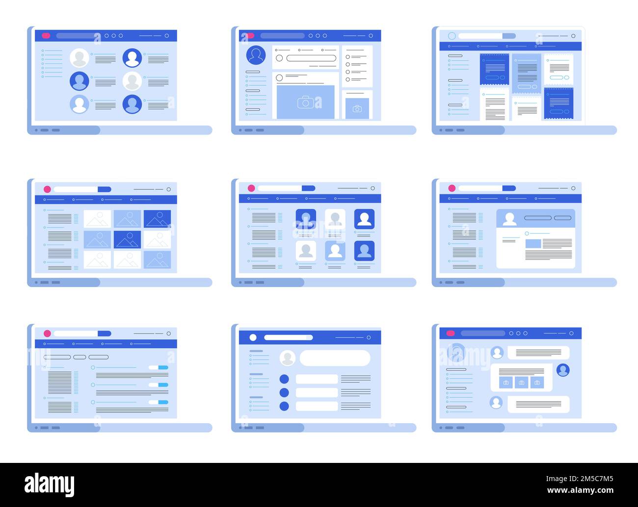 Social Network Web Interface Concept Flat Design Vector Illustration Stock Vector Image And Art