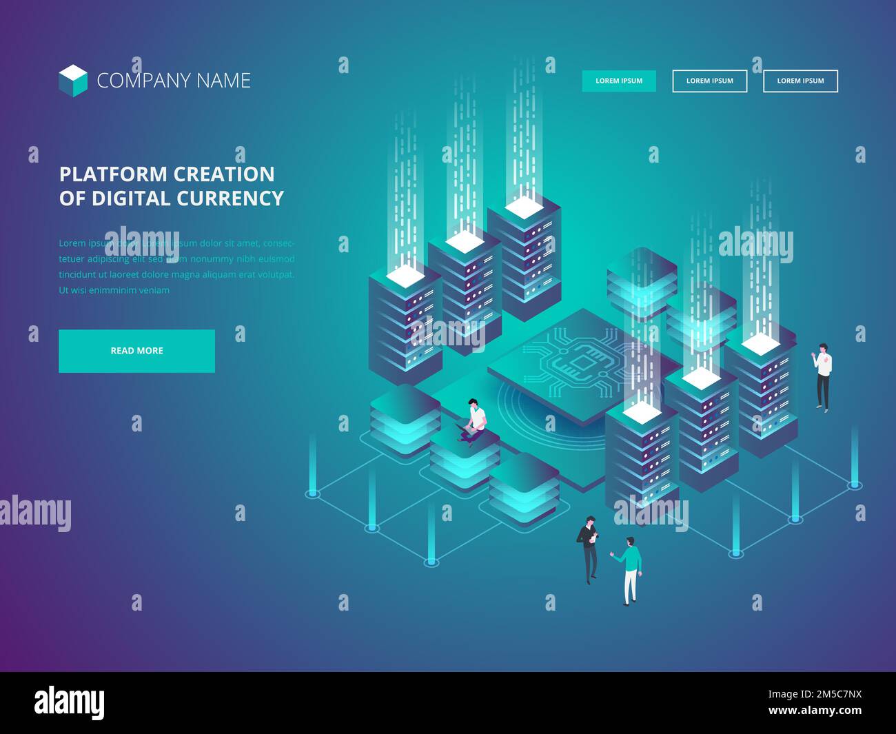 Cryptocurrency and blockchain. Platform creation of digital currency. Header for Website ...