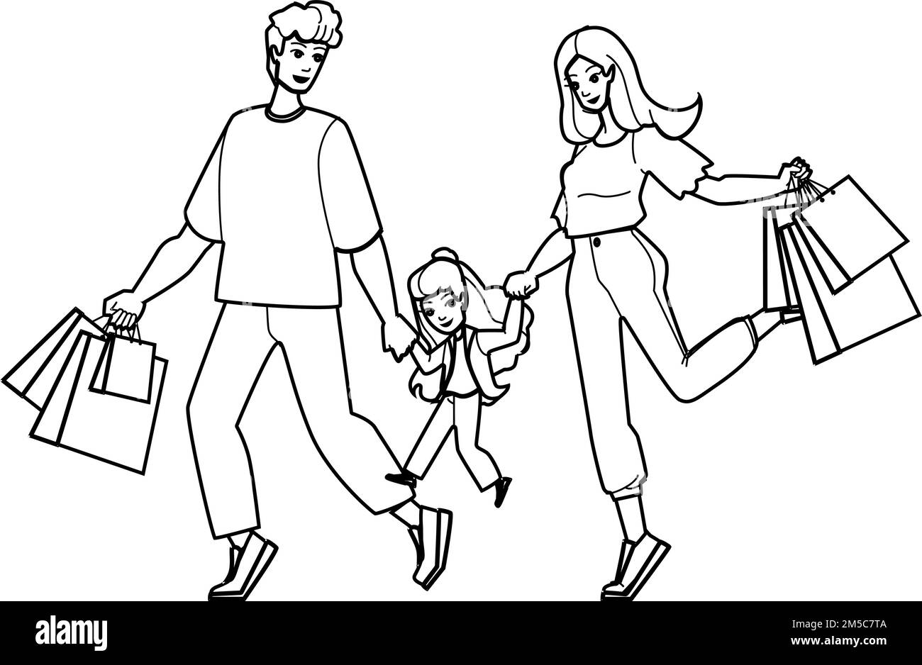 family shopping vector Stock Vector Image & Art - Alamy