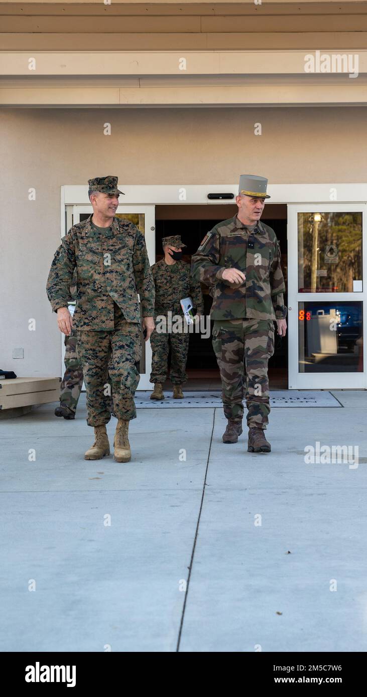 U.S. Marine Corps Maj. Gen. Francis Donovan, left, the commanding ...