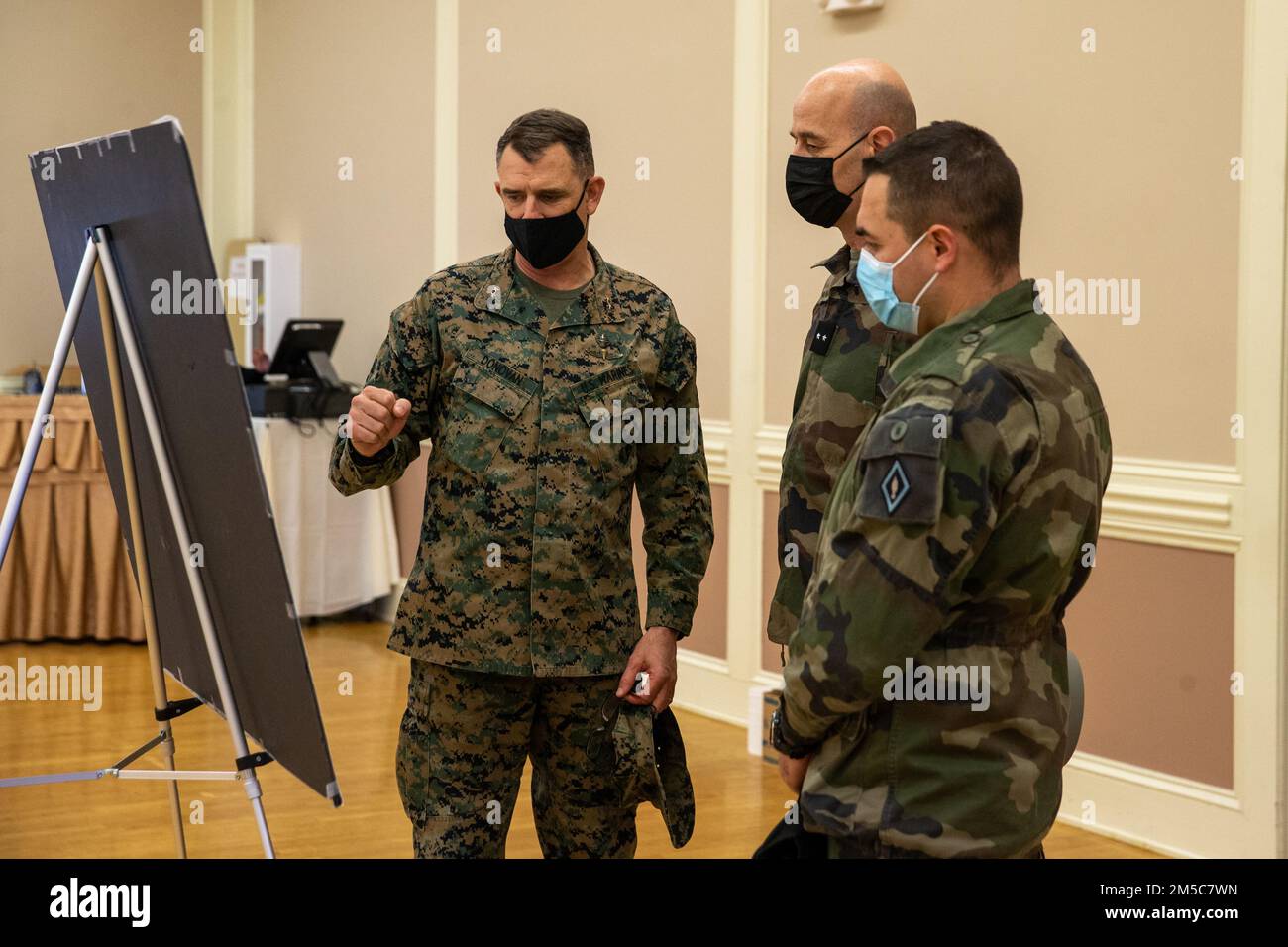 U.S. Marine Corps Maj. Gen. Francis Donovan, left, the commanding ...