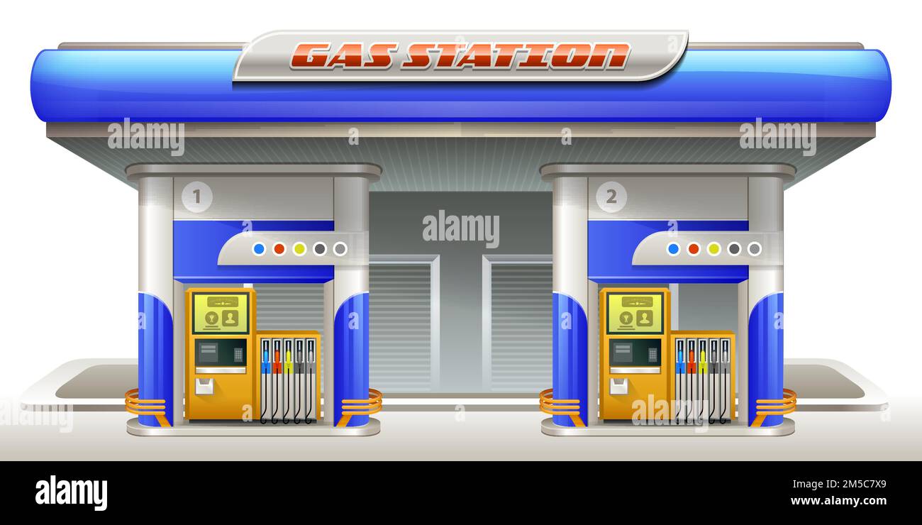 Gas station. Vector illustration eps 10. All elements on separate ...