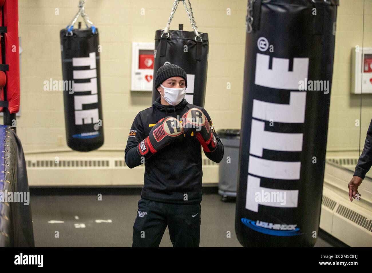 Spc. Jeremiah Perales demonstrates boxing moves to Soldiers in A Co ...