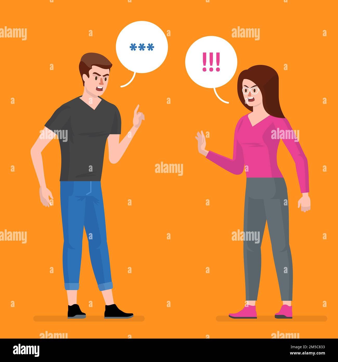 Conflict. A man and a woman quarrel. Vector illustration Stock Vector ...