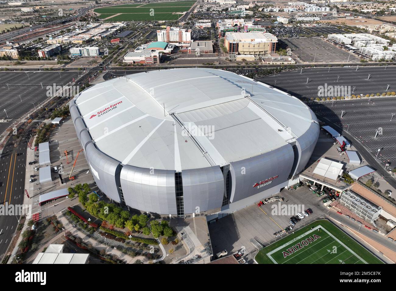 A general overall aerial view of State Farm Stadium, Monday, Dec. 26 ...
