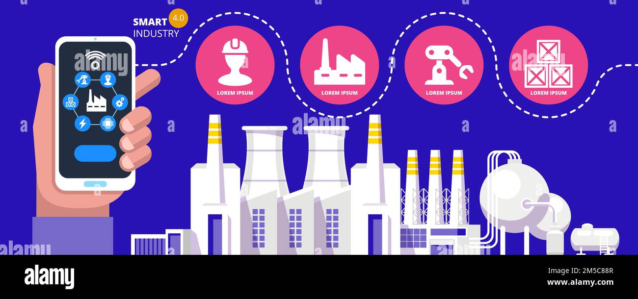 Industry 4.0 Physical Systems concept Infographic of smart industry 4.0 ...