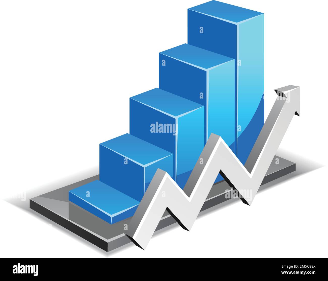 Business Graph with arrow showing profits and gains Stock Vector Image ...