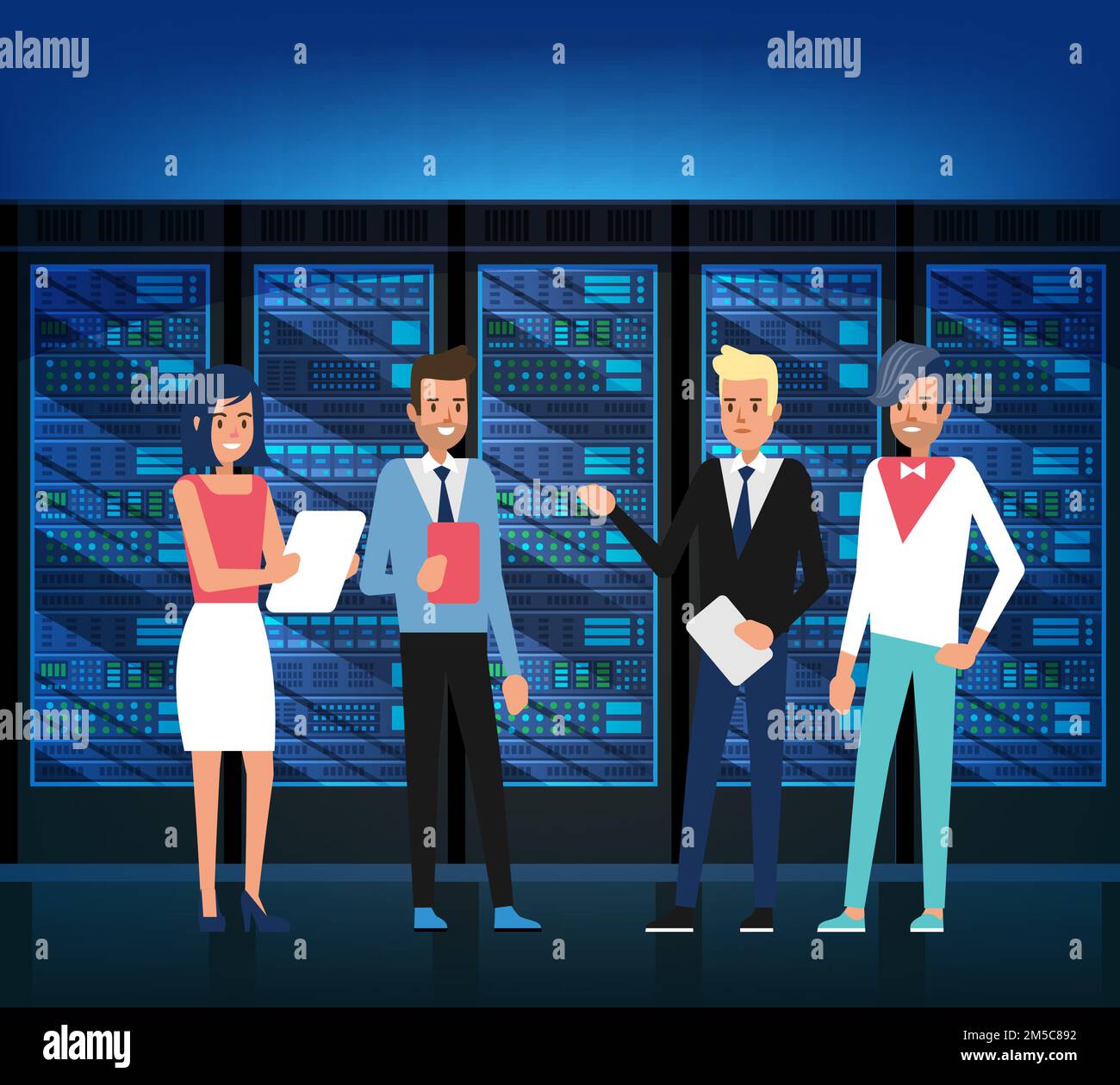 Data Center. Techniques, IT Specialist and Service Staff. Vector Stock ...