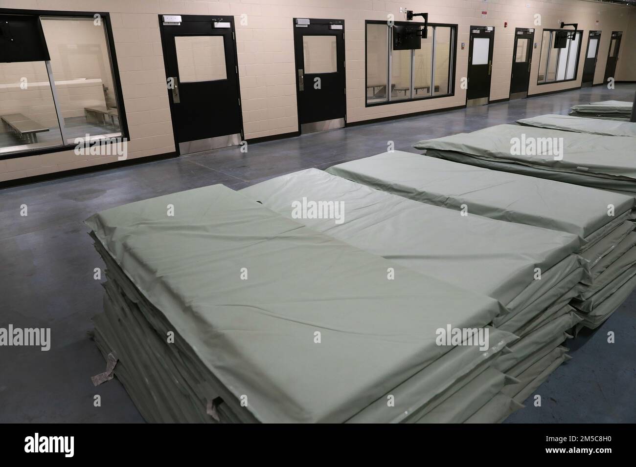 Bedding materials are seen stacked as U.S. Customs and Border ...