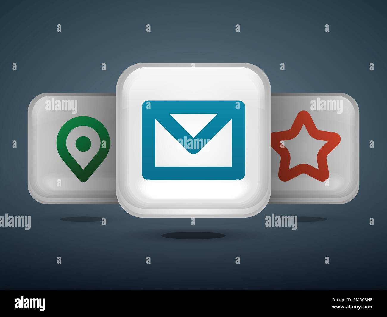 Mobile icons set - mail, location, favorites Stock Vector Image & Art ...