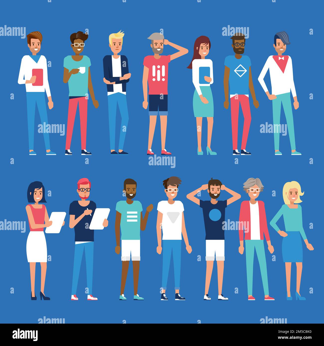 Group of international students. Flat vector clipart illustration Stock ...