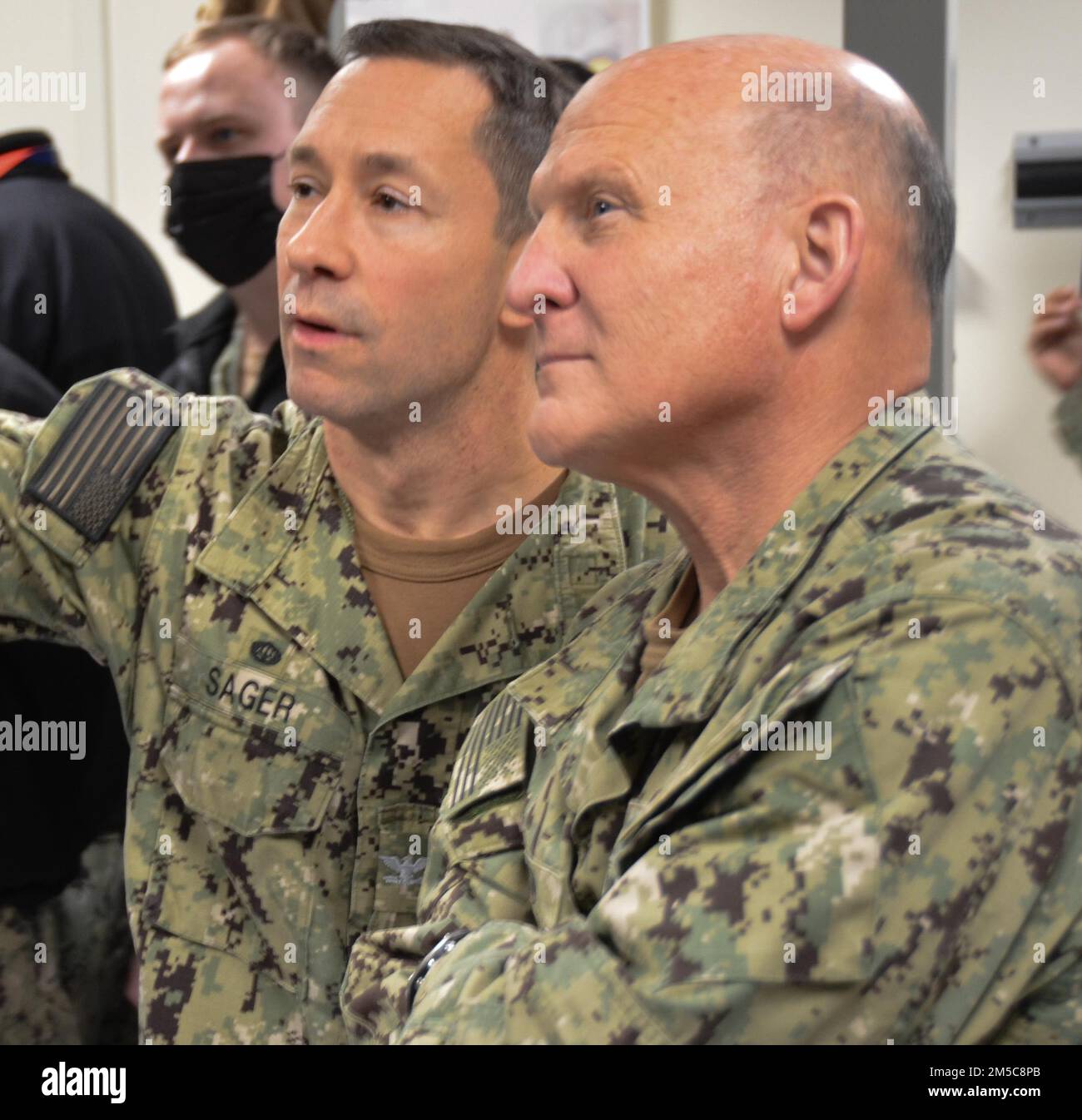 Chief of Naval Operations (CNO) Adm. Mike Gilday observes a high ...