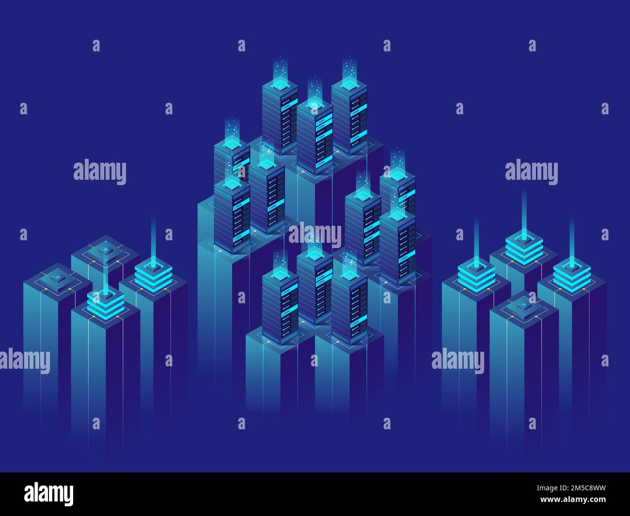 Isometric 3D vector illustration concept server room data center Stock ...