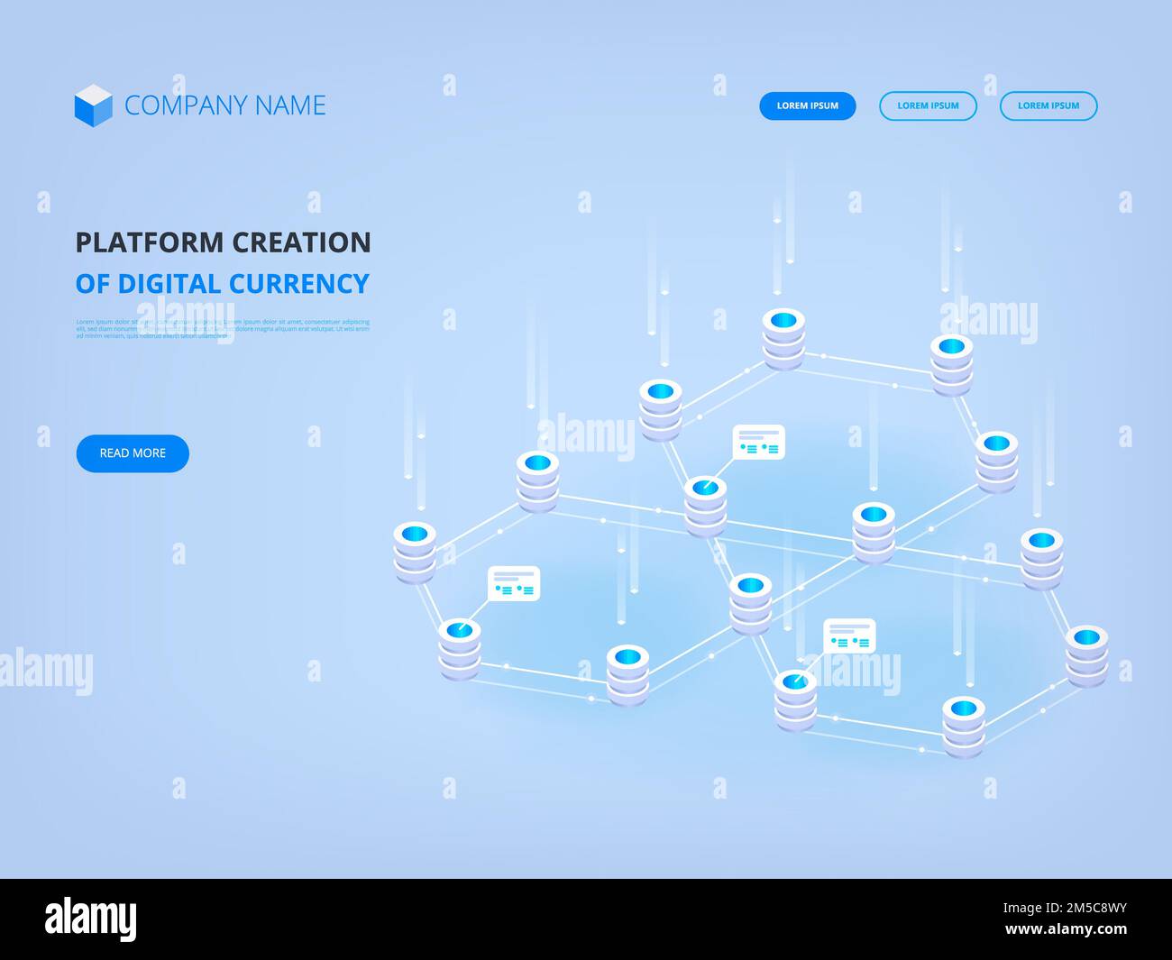 Header for Website. Cryptocurrency and blockchain. Platform creation of digital currency ...