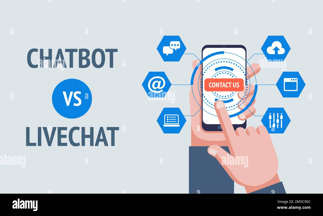 Chatbot VS Livechat. Vector illustration Stock Vector Image & Art - Alamy