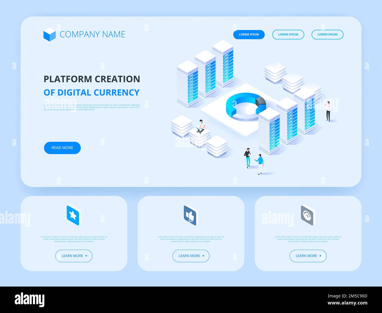 Header for Website. Cryptocurrency and blockchain. Platform creation of digital currency ...