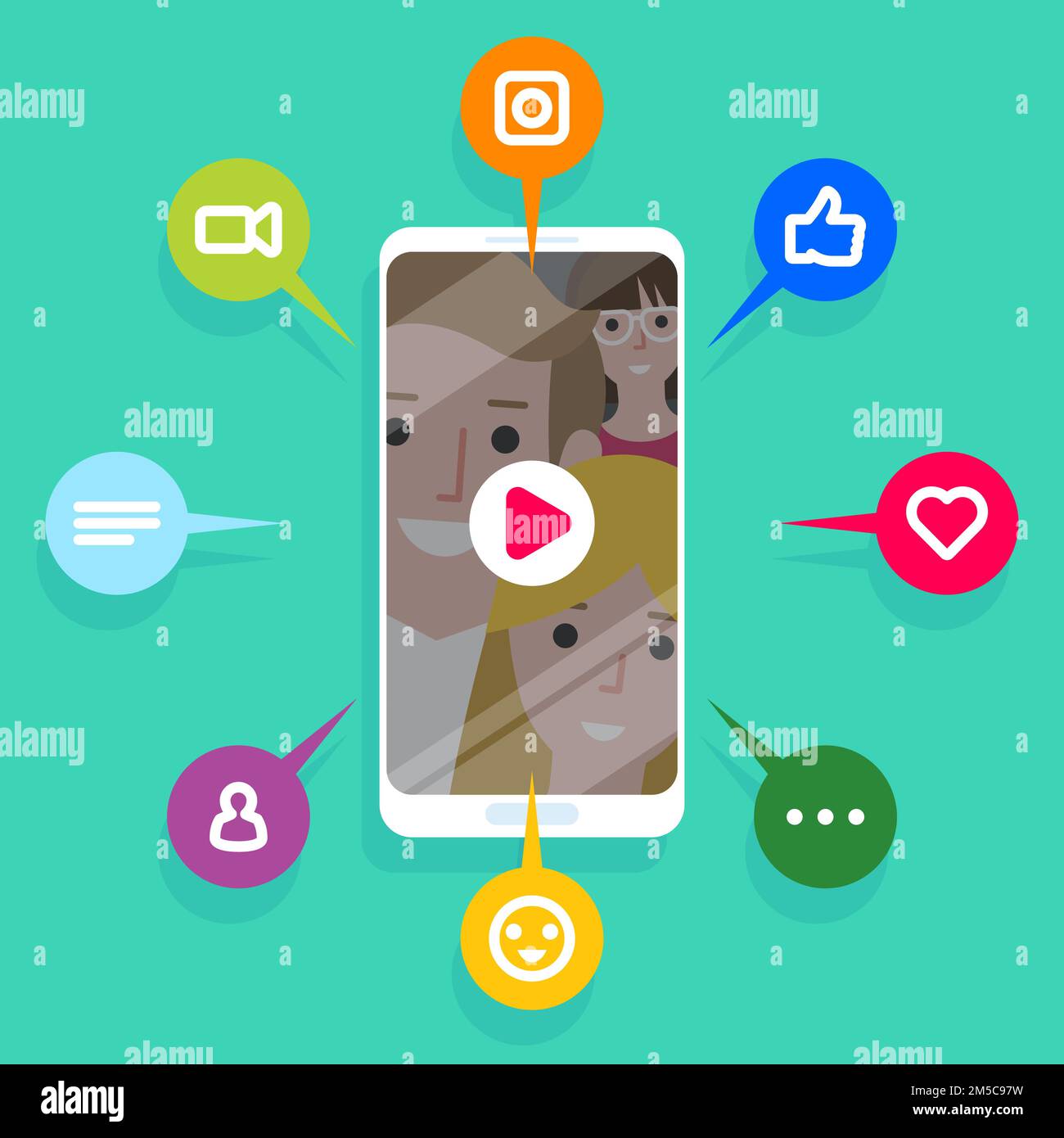 Vector illustration of the Viral Content. Likes, shares and comments ...