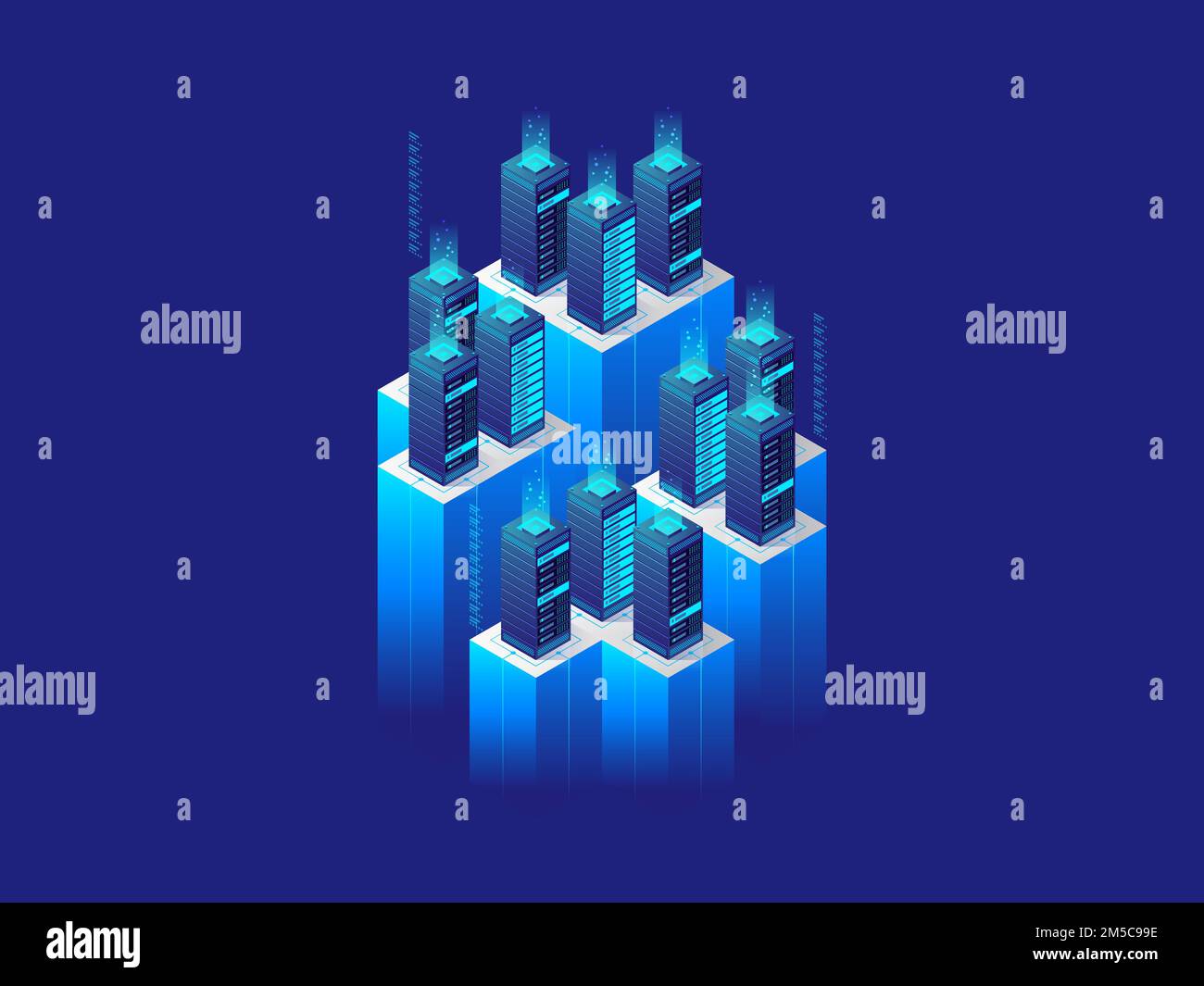 Digital technology concept. Data center. Isometric vector illustration ...