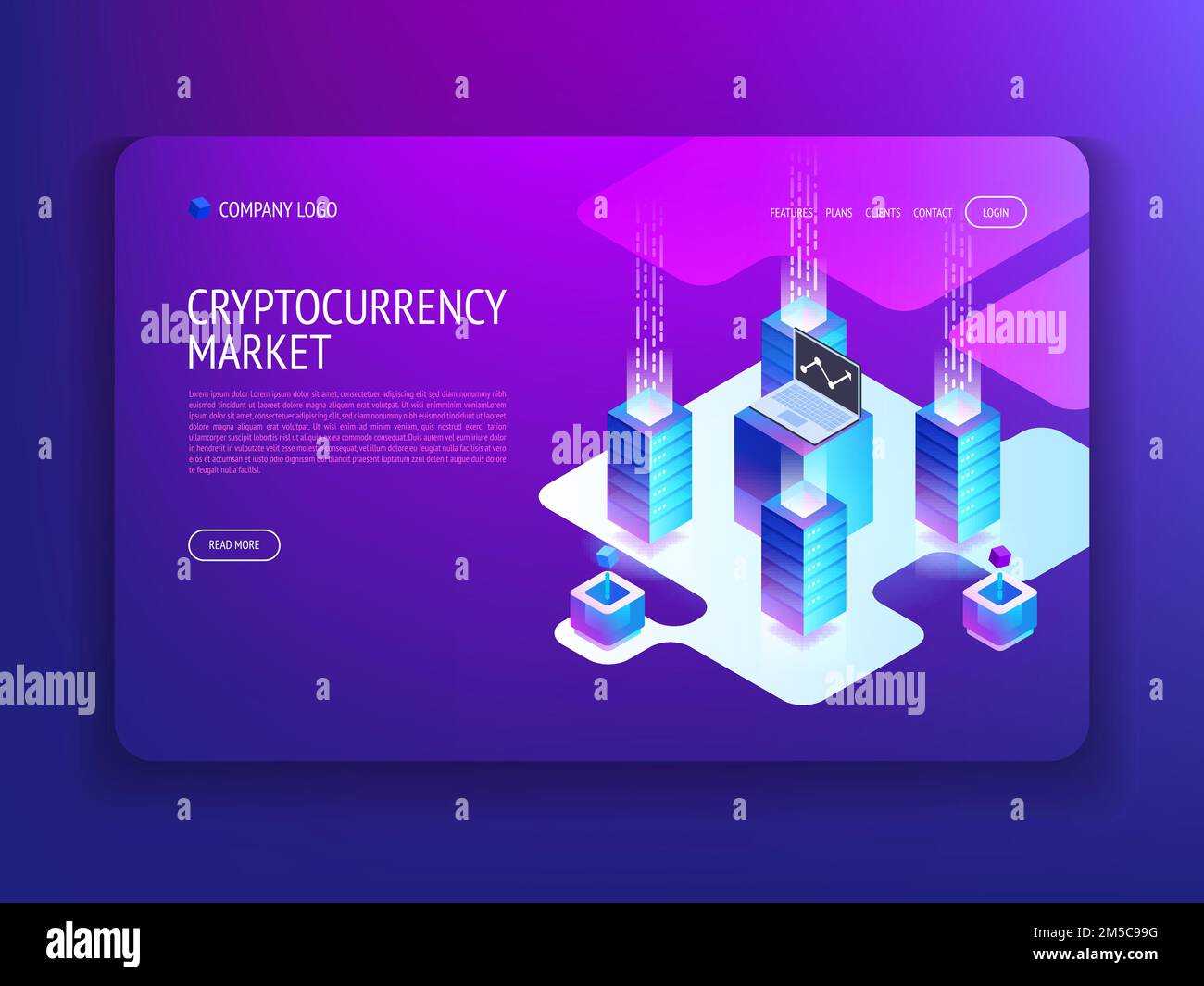 Cryptocurrency And Blockchain Isometric Composition With Abstract