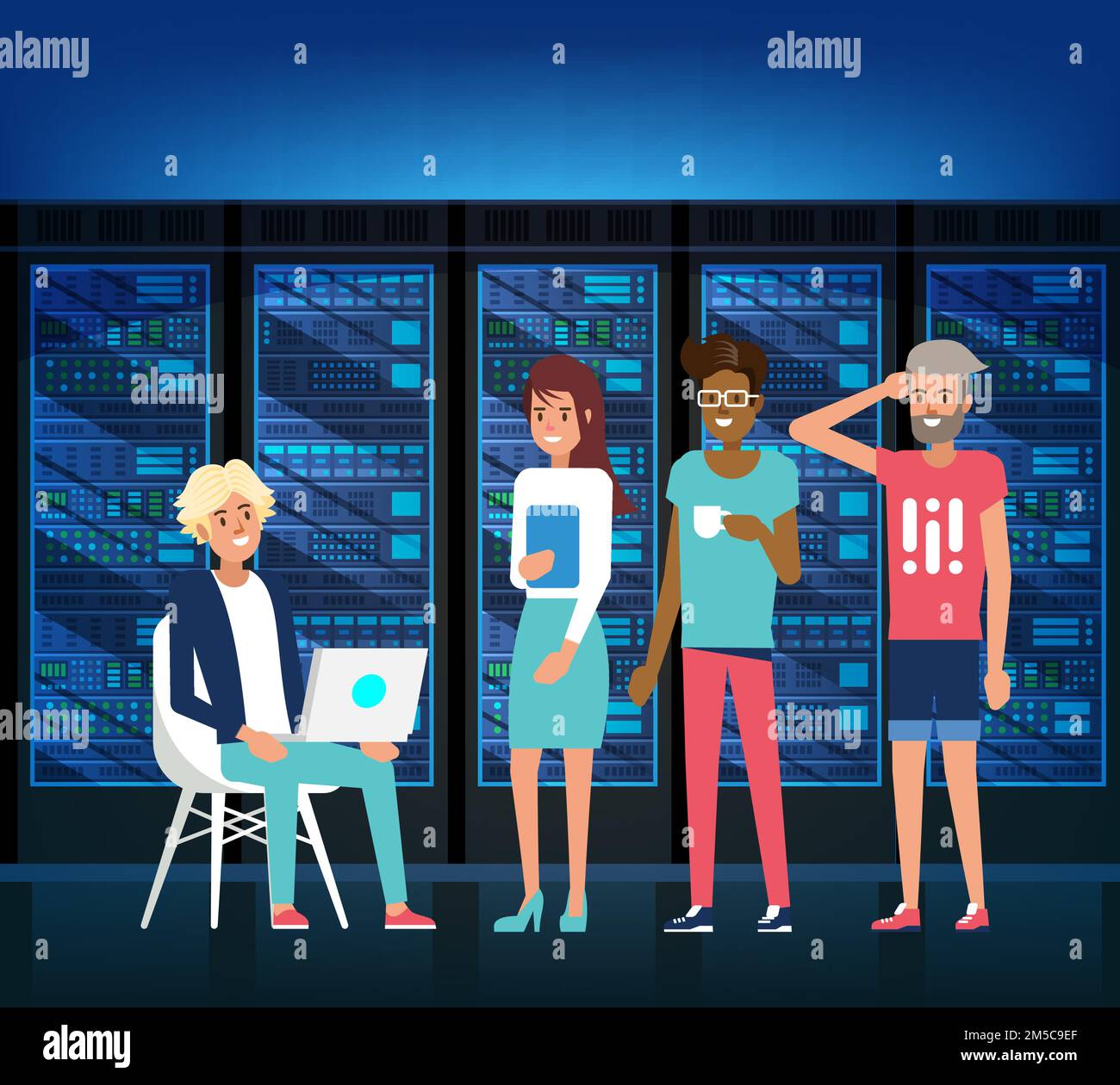 Data Center. Techniques, IT Specialist and Service Staff. Vector Stock ...