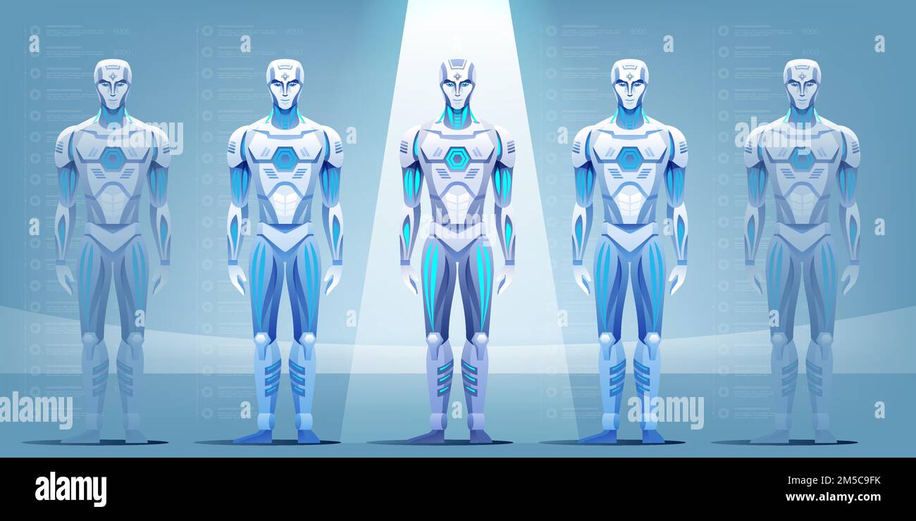 Robot Assembly Line Producing Cyborg In Factory Vector Stock Vector