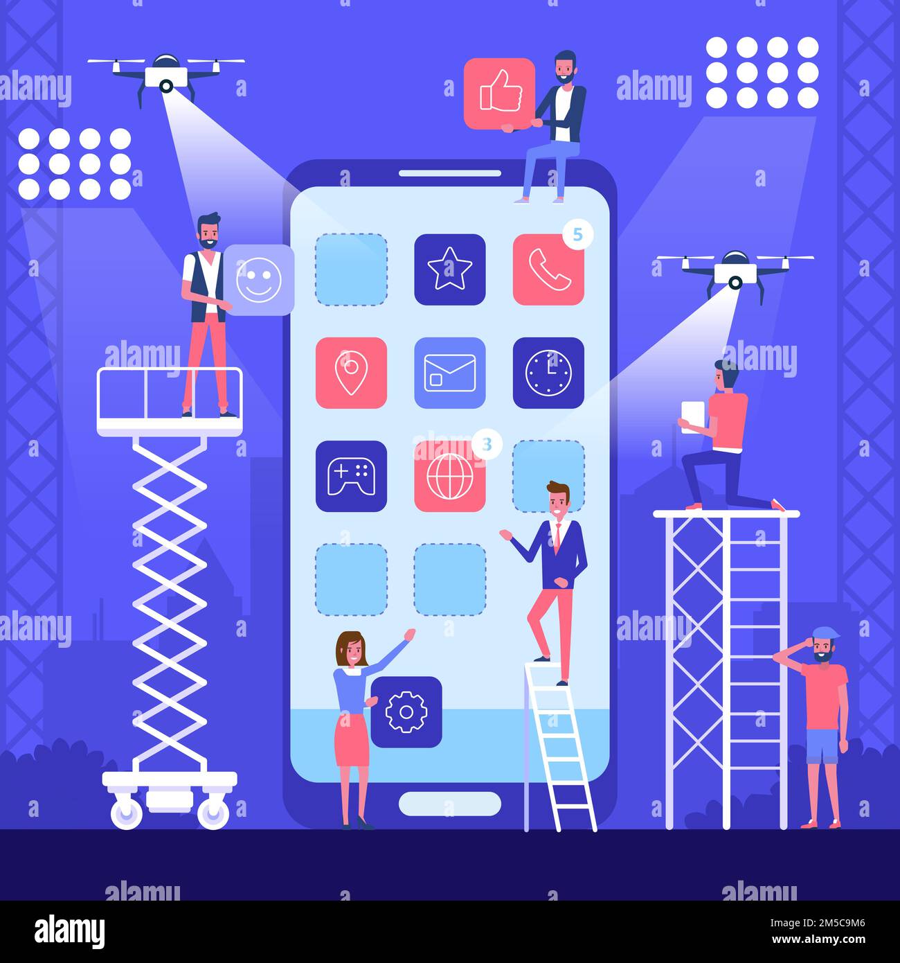 Flat design concept mobile technology app design and development ...