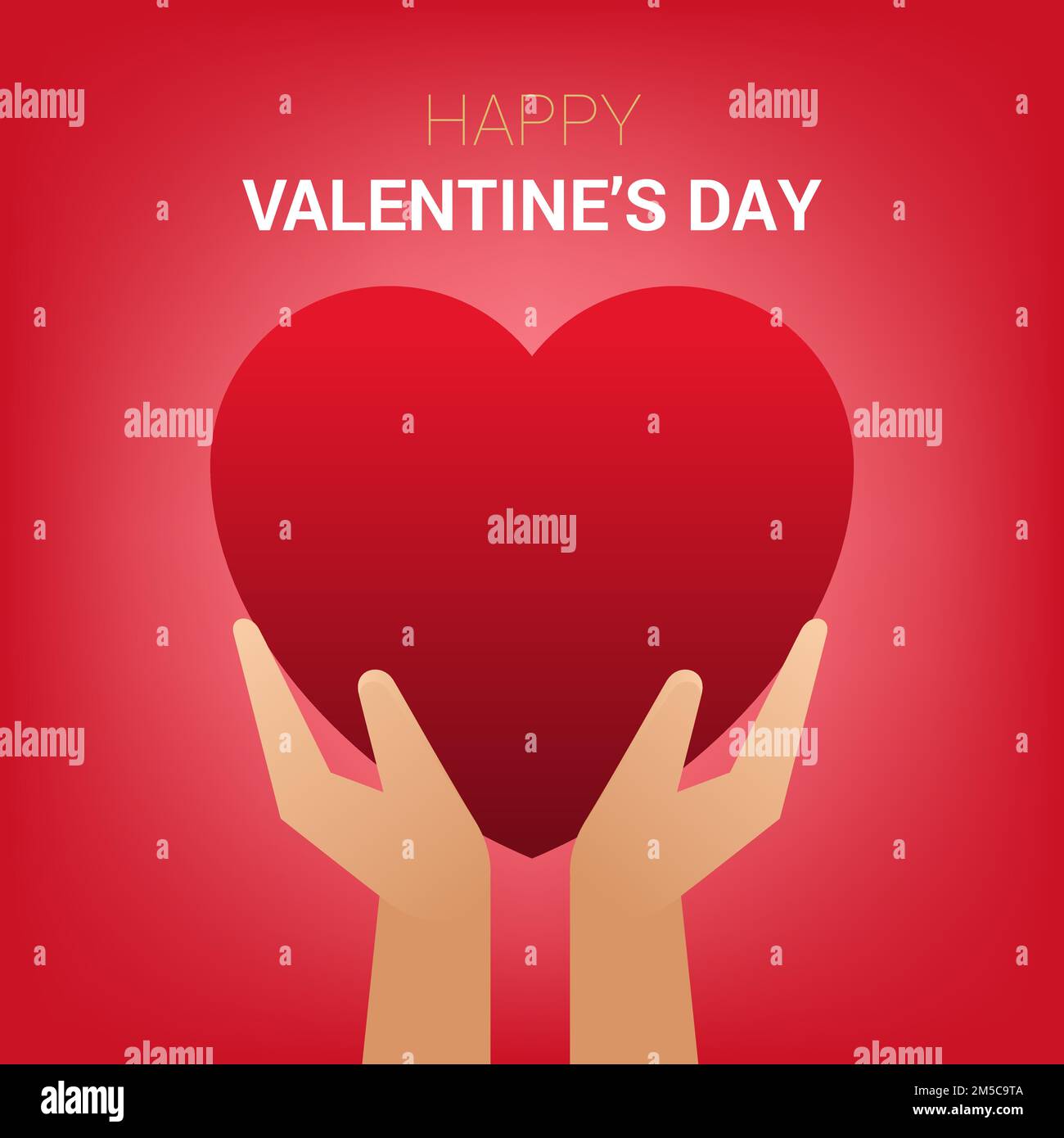 Valentines day illustration. Hands holding heart sign. Vector Stock ...