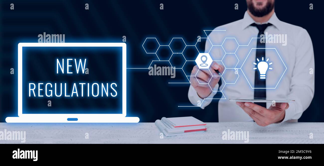 Sign displaying New Regulations. Business concept Regulation ...