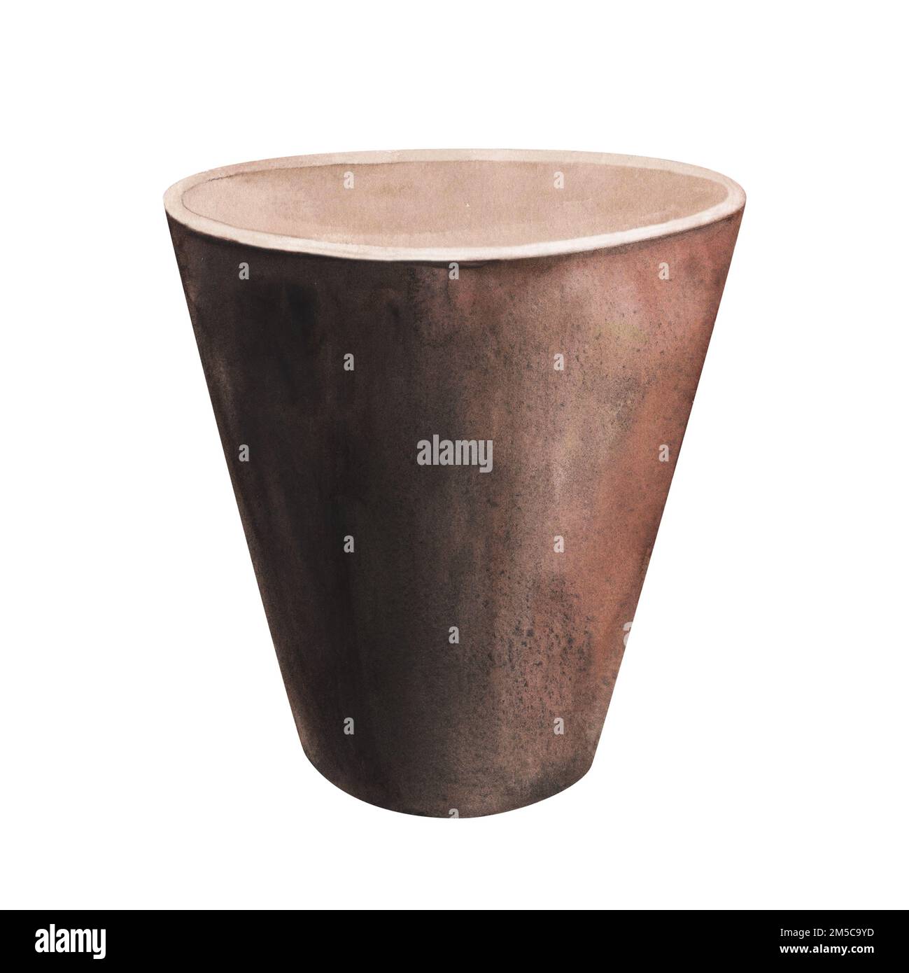 Watercolor flowers clay pot. Ceramic pots isolated on white ...