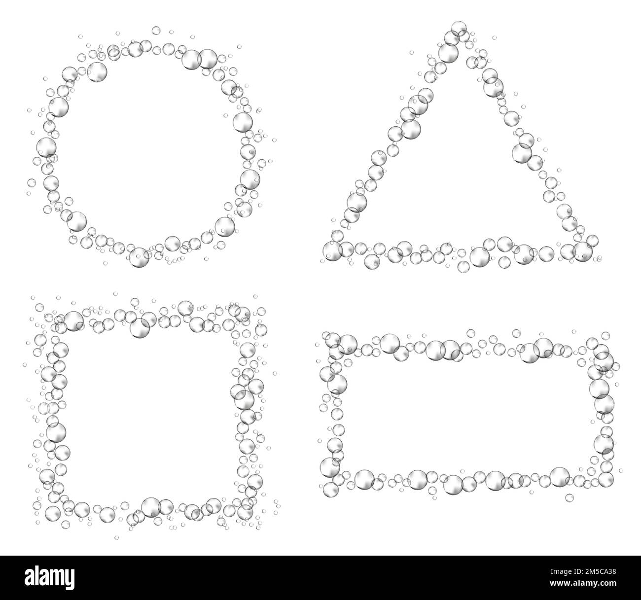 Geometric frames made of foam bubbles. Set of vector illustrations ...