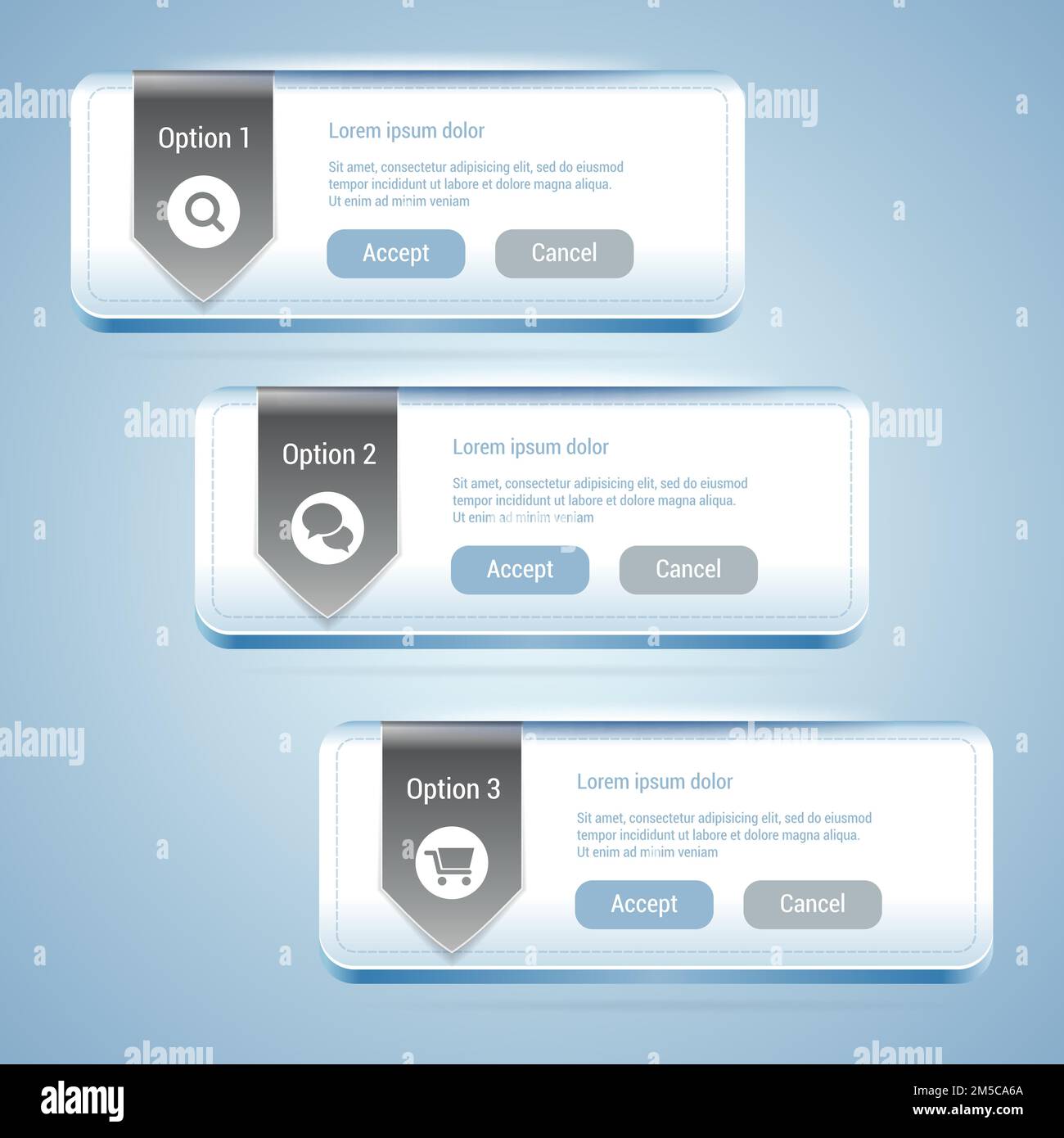 Set of 3 option banners with ribbon. Eps 10 Stock Vector Image & Art ...