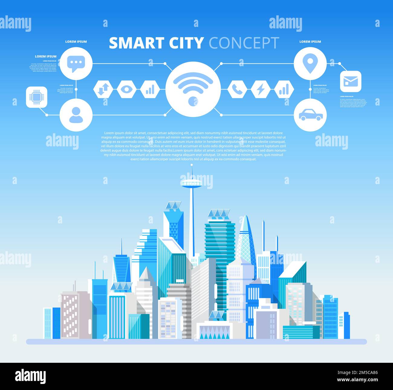 Smart City Concept. Vector illustration with infographics Stock Vector ...