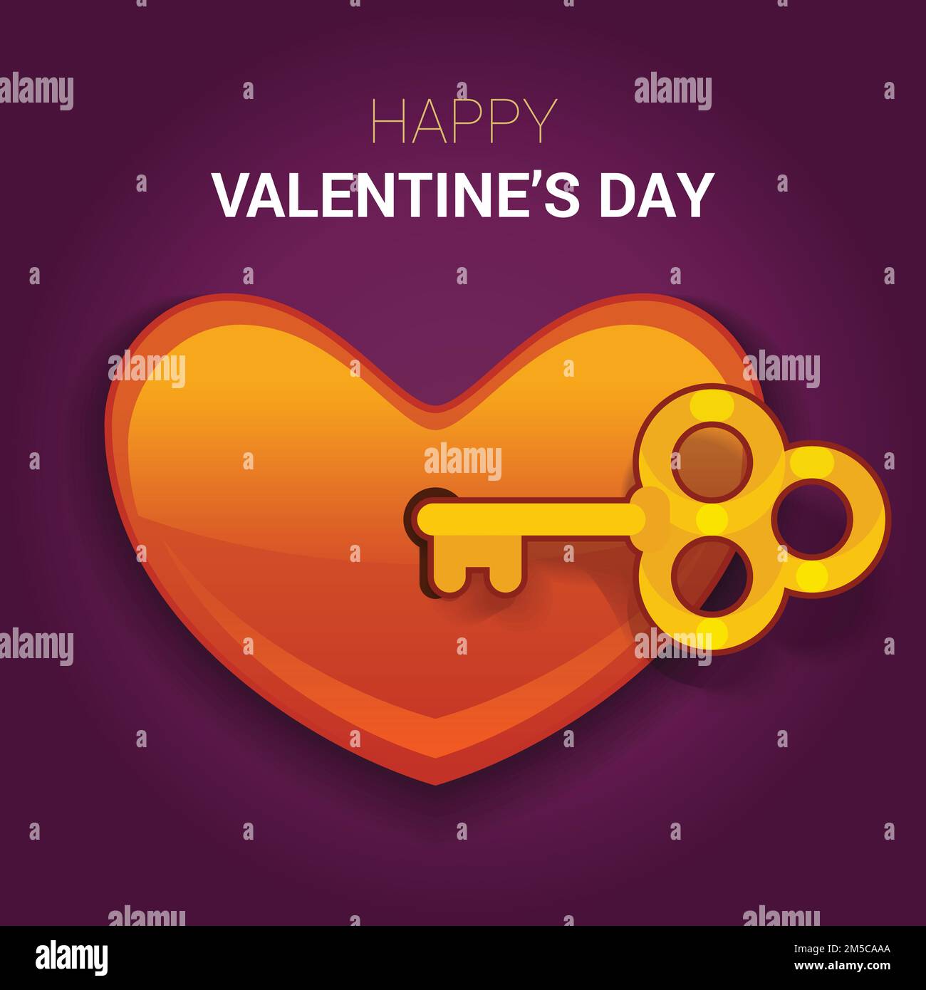 Valentines day illustration. Key to the heart as a symbol of love ...