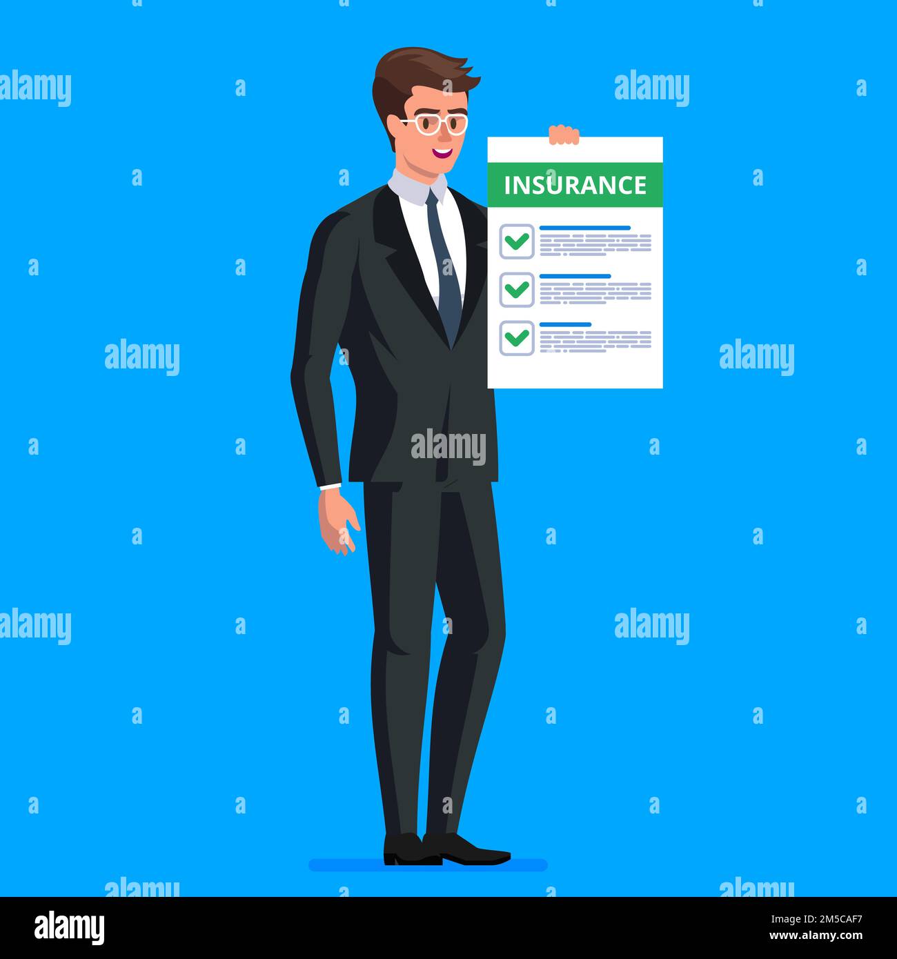 Insurance Claim Form. Man in suit, manager or agent shows a document ...