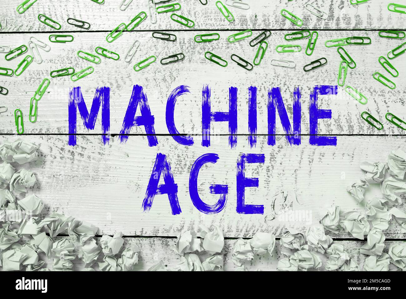 Text caption presenting Machine Age. Word for period of development of ...