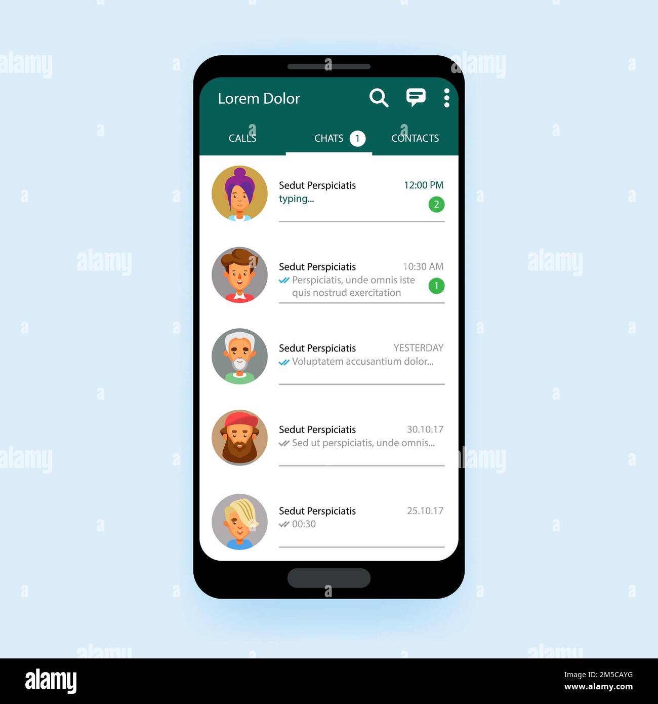 Mobile UI kit Chat app template messenger. Vector illustration Stock ... Mobile UI kit Chat app template messenger. Vector illustration Stock ...