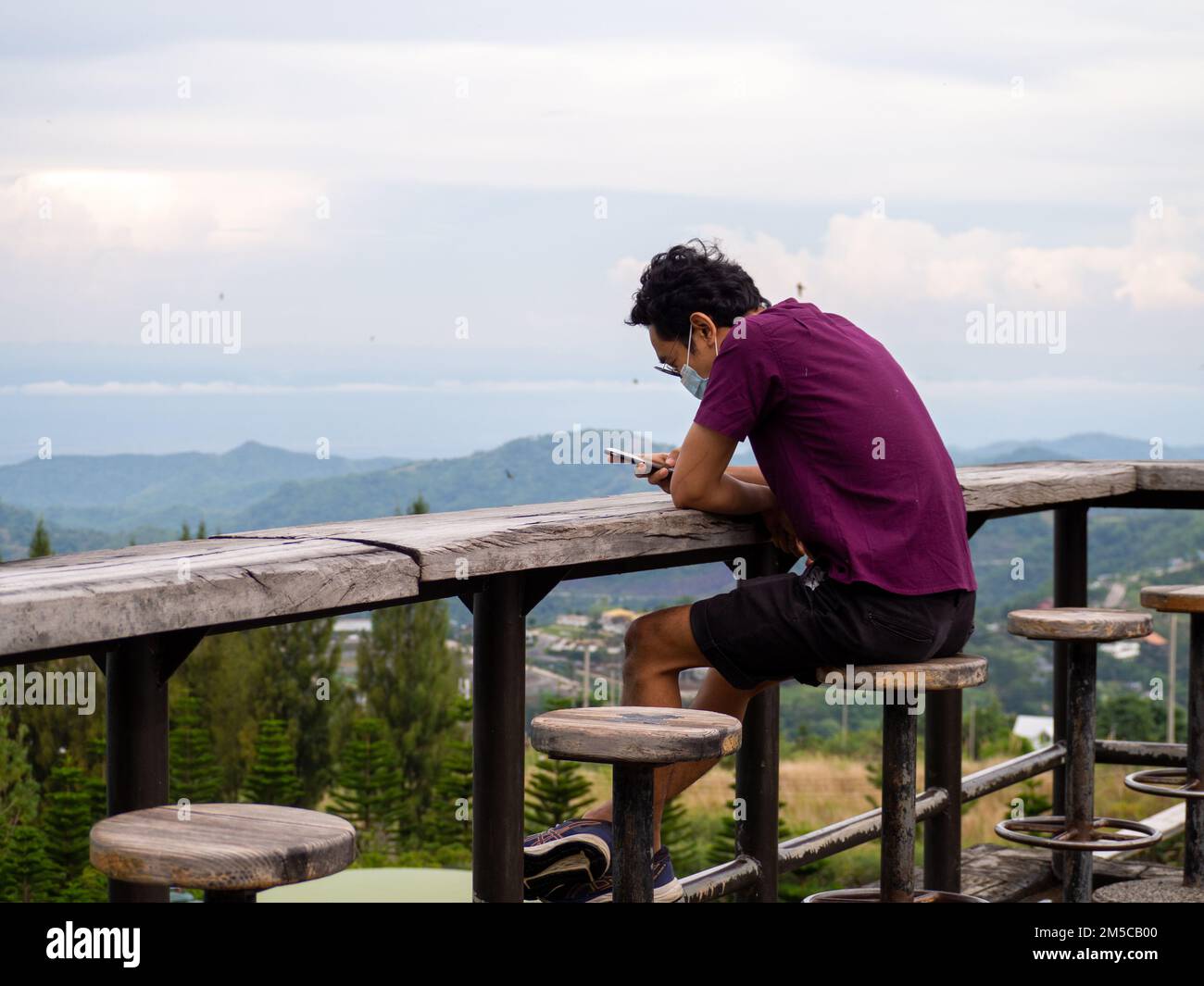 Asian man and mountain at Phetchabun, Thailand Stock Photo - Alamy