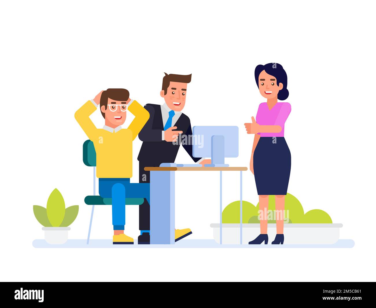 Business team achieved success. Group of young people, startup company ...