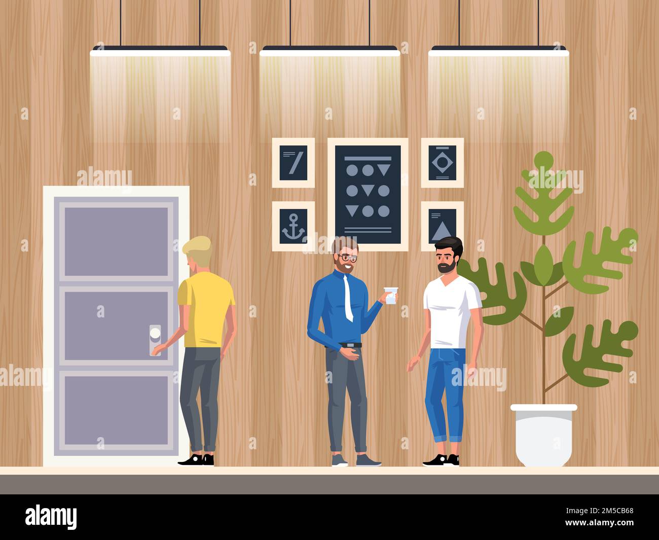 Modern Cafe with young people. Interior Restaurant. Creative Office ...