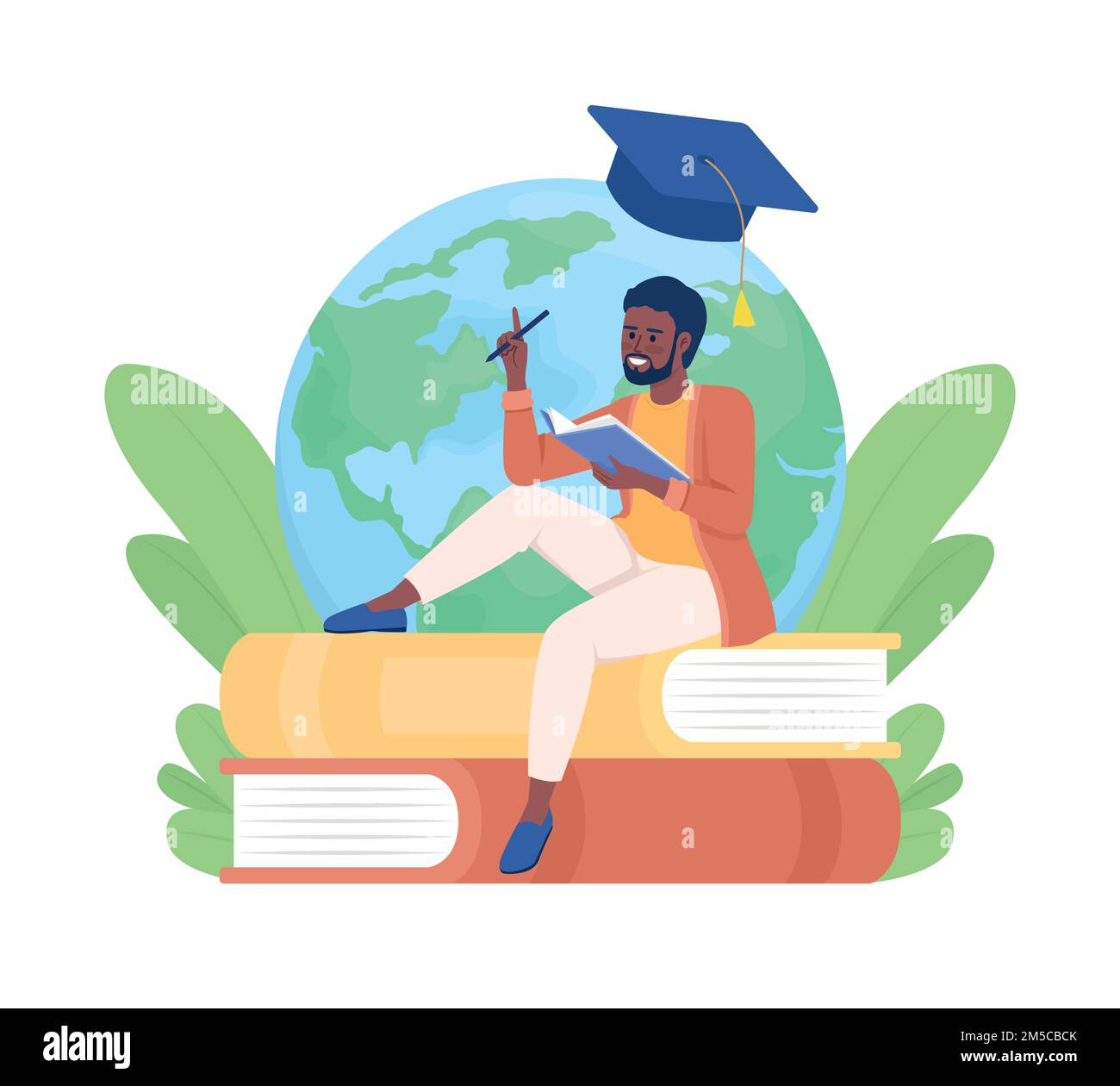 International student flat concept vector illustration Stock Vector ...
